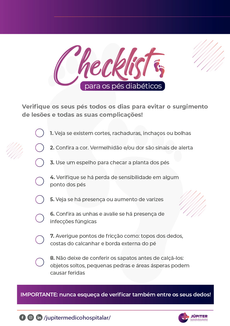 Checklist para os pés diabéticos - Júpiter Distribuidora